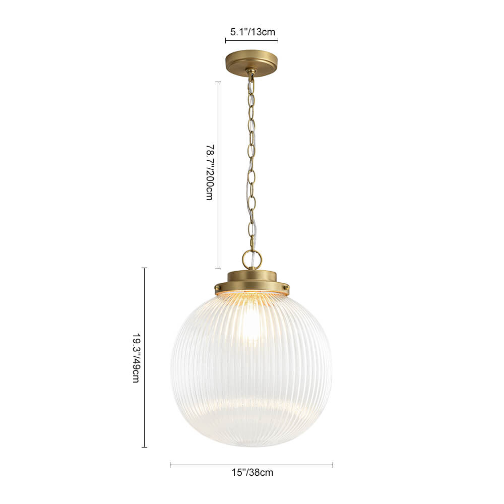 1-Light Ripple Glass Globe Pendant | yiilighting – Yiilighting