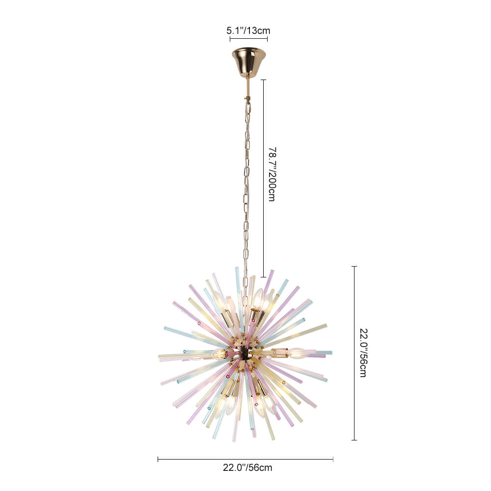 12-Light Modern Rainbow Color Starburst Sputnik Chandelier ...
