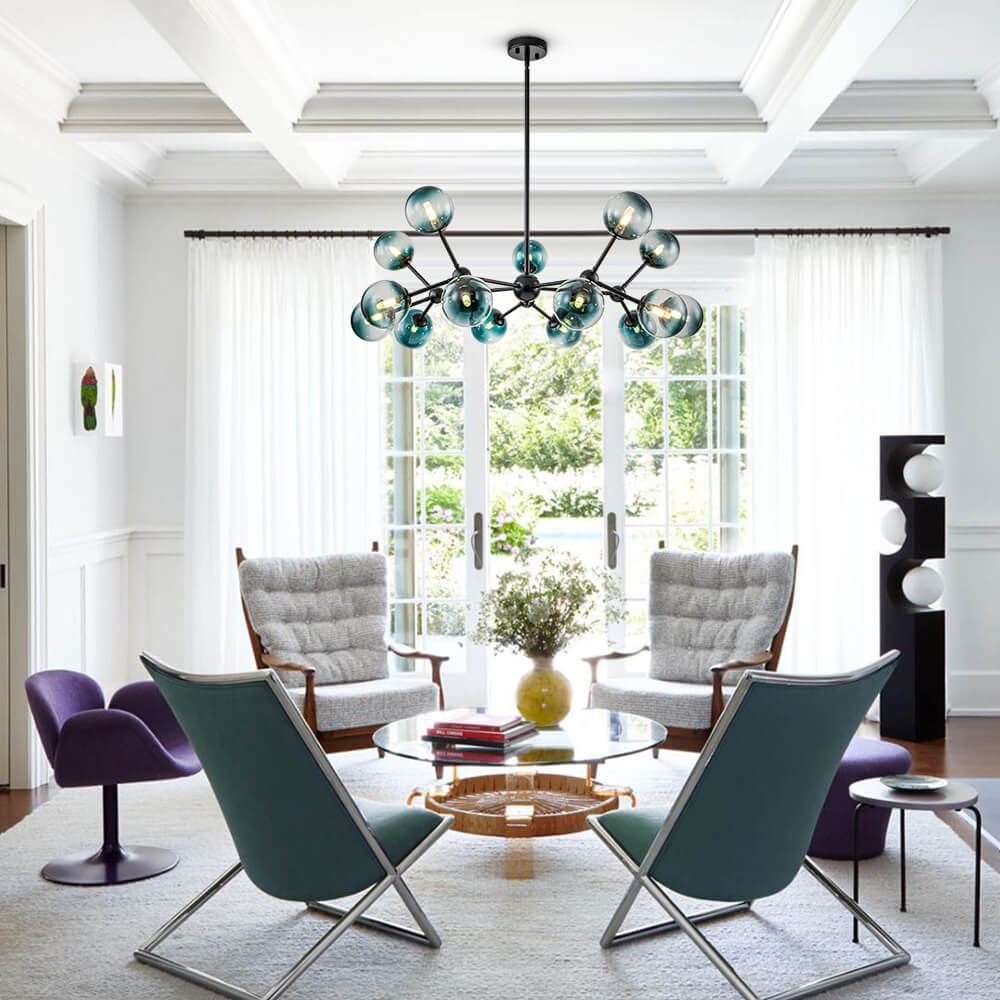 15-Light Modern Gradient Glass Globe Sputnik Branch Chandelier ...