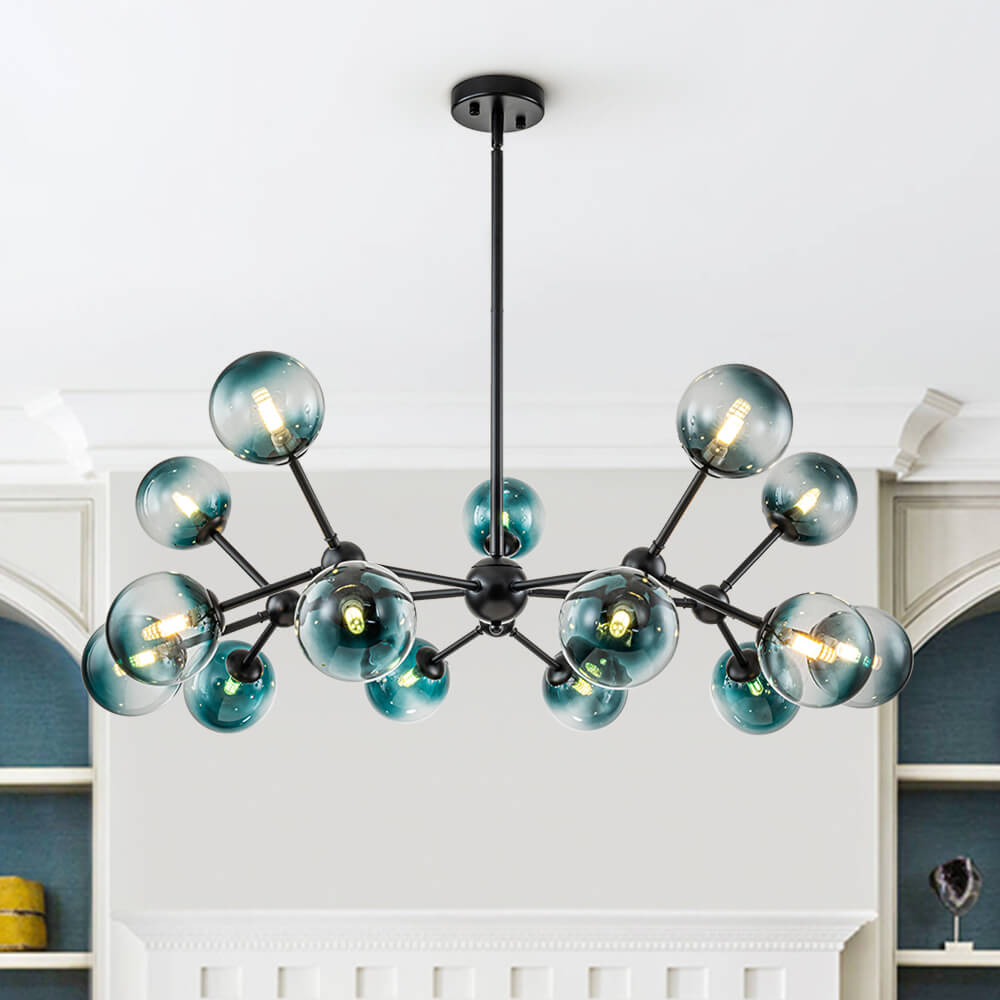 15-Light Modern Gradient Glass Globe Sputnik Branch Chandelier ...