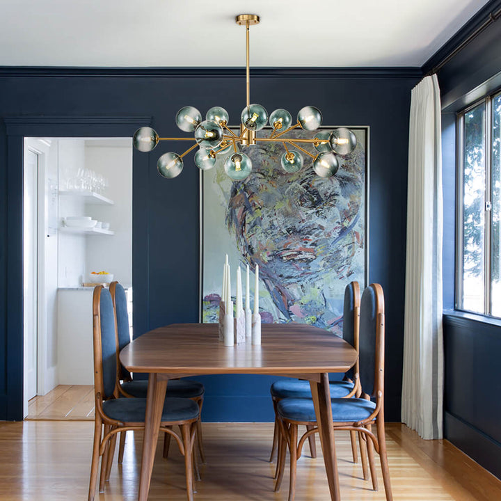 15-Light Branching Sputnik Blue Glass Globes Chandelier | yiilighting ...