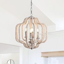 4-Light Traditional Wood Bead Lantern Pendant Lighting | Dining Room ...