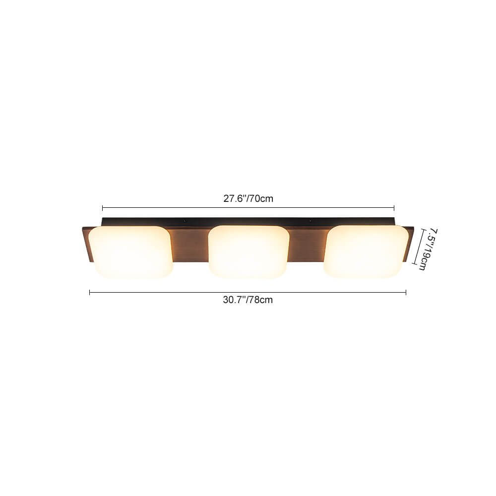 Minimalist Wood Style 3-Light Linear Dimmable LED Ceiling Light ...