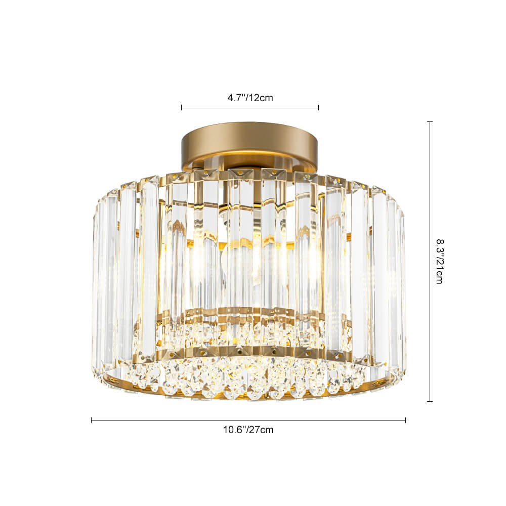 Kristall-Deckenleuchte Semi Flush Mount | Zylindrischer Kristall ...