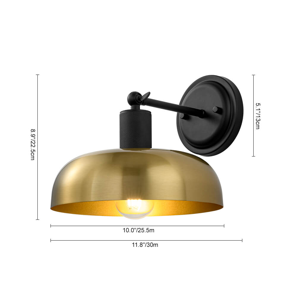 Industrial Single Light Semi-Circular Antique Brass Wall Sconce ...
