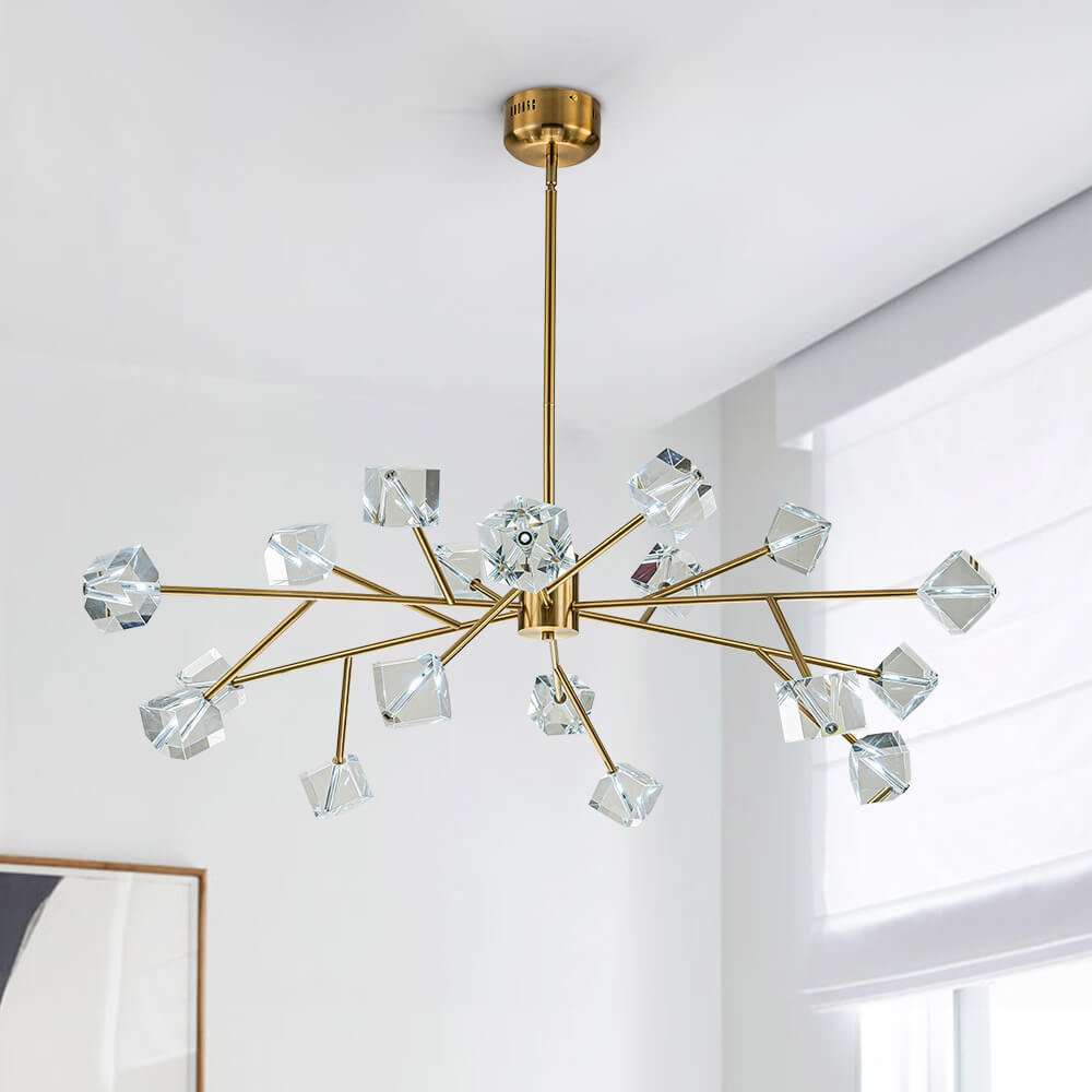 Modern 18-Light Linear Sputnik Cluster Cube Crystal Chandelier ...