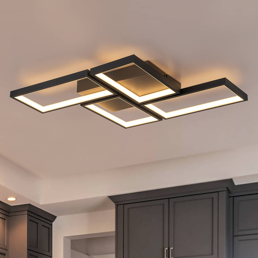 Moderne, dimmbare, rechteckige LED-Deckenleuchte mit 4 Lichtern ...