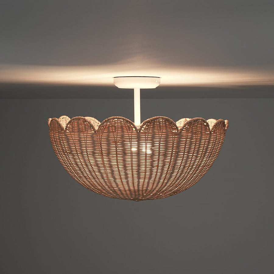 Moderne Bauernhaus-Lampe mit 2 Lichtern, Jakobsmuschel-Rattan ...