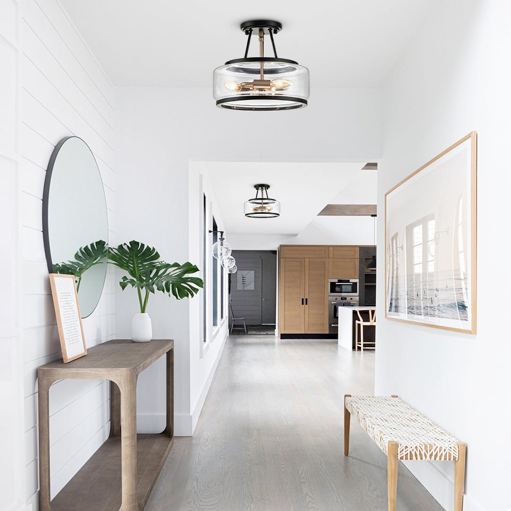 Modern Farmhouse Semi Flush Mount in Open Clear Glass | Entryway ...