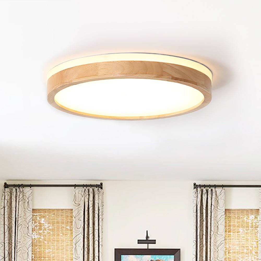 Runde LED-Deckenleuchte aus Holz | Dimmbar & CCT einstellbar ...